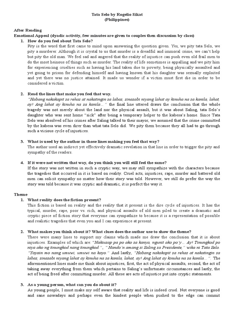 Topic 1 PHILIPPINES 2 Tata Selo | PDF