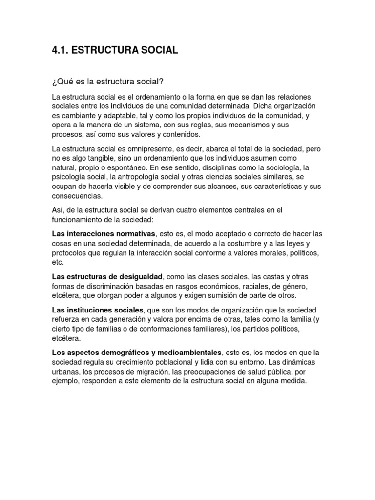 La estructura social: Elementos centrales y principales instituciones ...