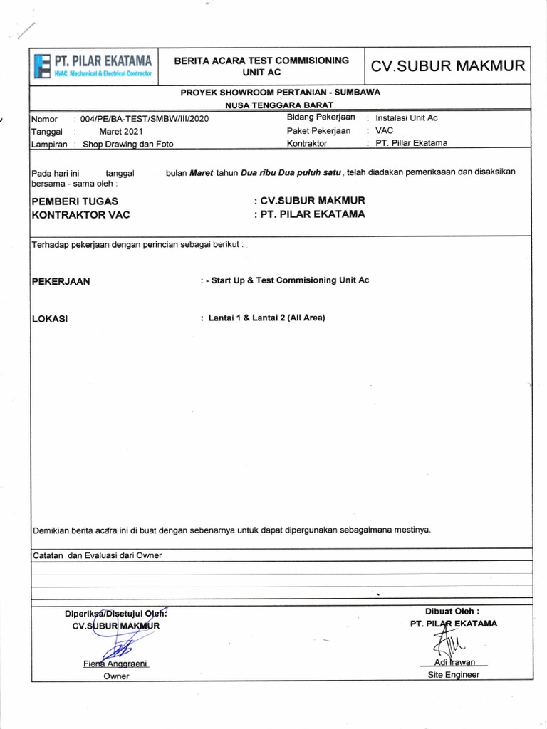 BA Test Commisioning AC | PDF