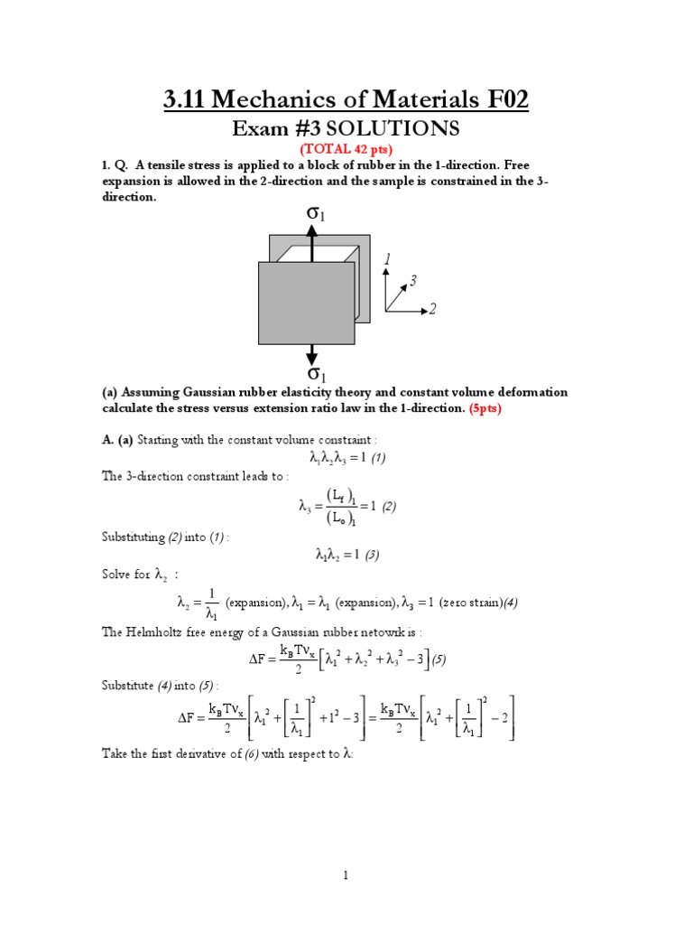 3.11 Mechanics of Materials F02: Exam #3 Solutions | PDF | Deformation ...