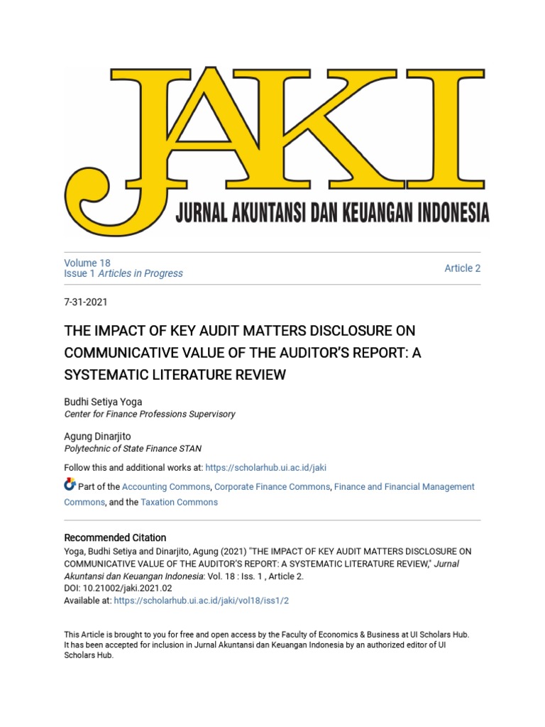 The Impact of Key Audit Matters Disclosure On Communicative Value | PDF | Audit | Auditor's Report