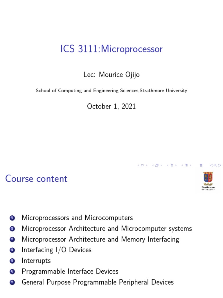 ICS 3111:microprocessor: Lec: Mourice Ojijo | PDF | Central Processing Unit | Microprocessor
