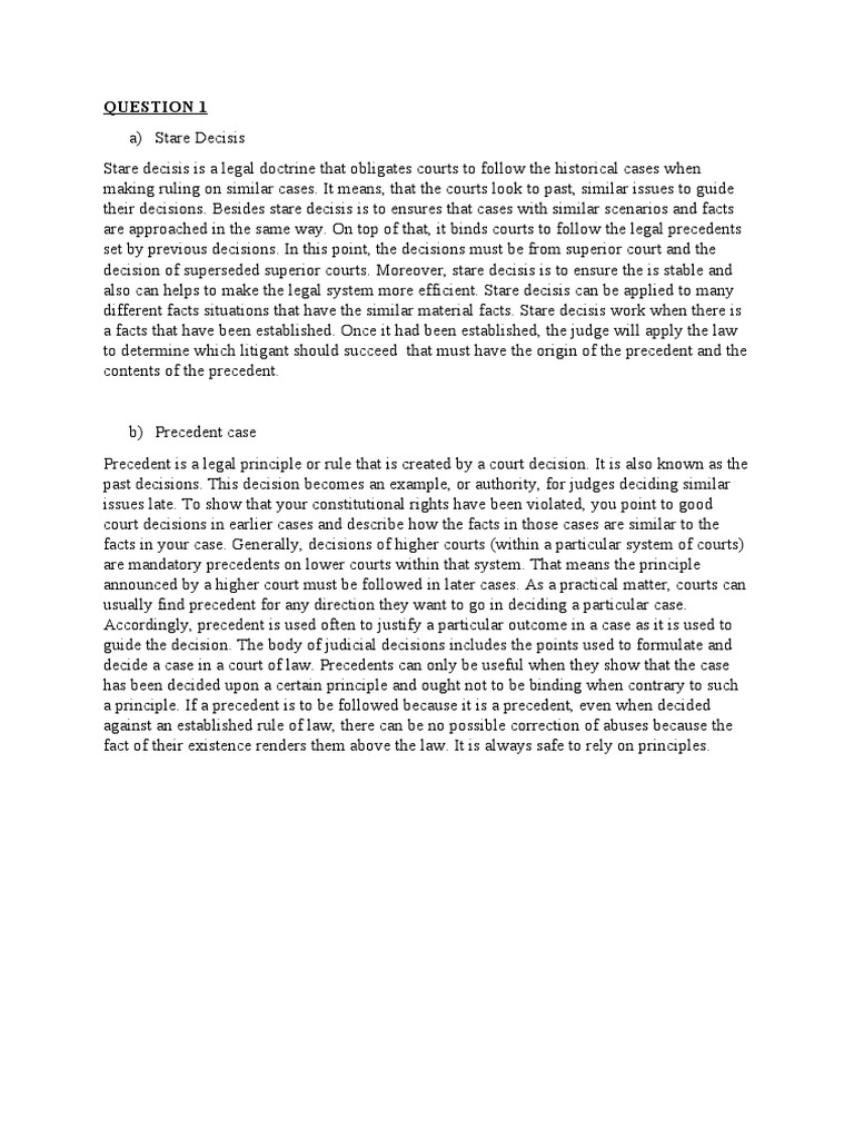 Stare Decisis & Precedent Case | PDF
