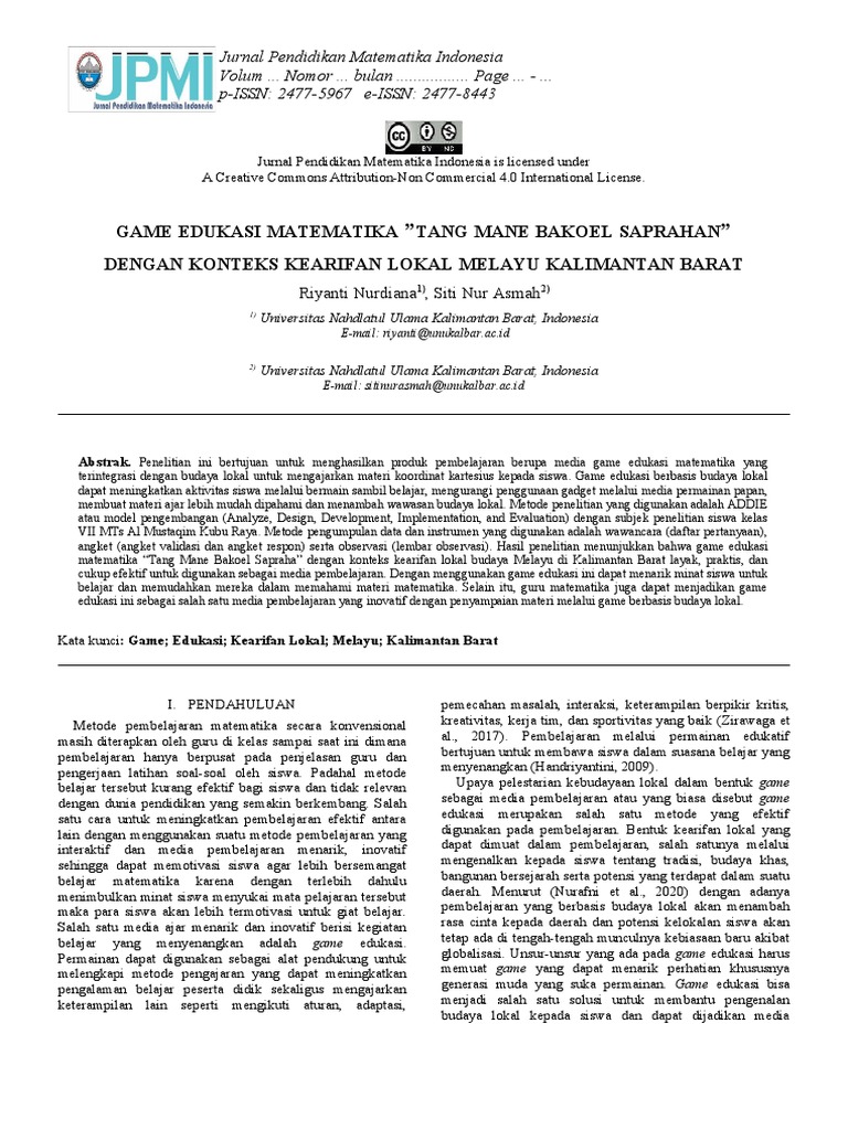 Artikel Pengembangan Game Edukasi Tang Mane Bakoel Saprahan | PDF