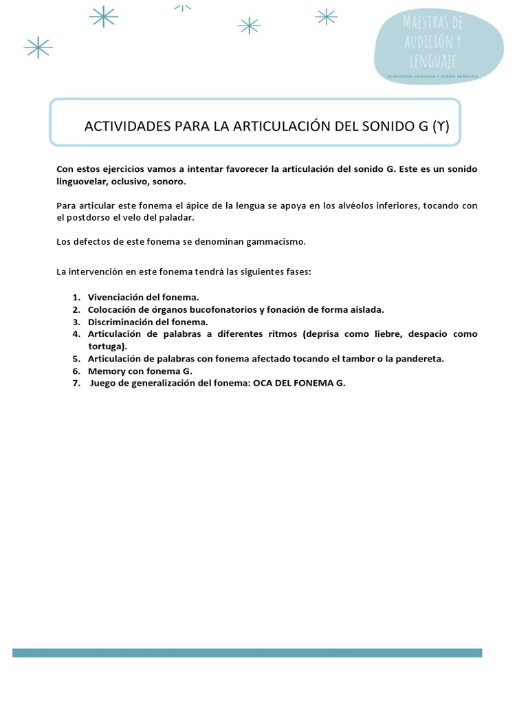 Fonema G-GU Actividades para Articulacion | PDF | Lingüística | Fonética