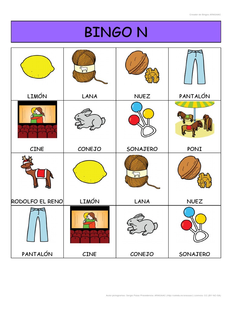 Bingo de Fonemas con la Letra N | PDF