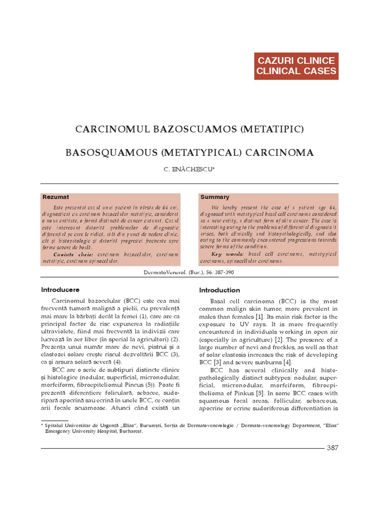 Carcinomul Bazoscuamos (Metatipic) Basosquamous (Metatypical) Carcinoma ...