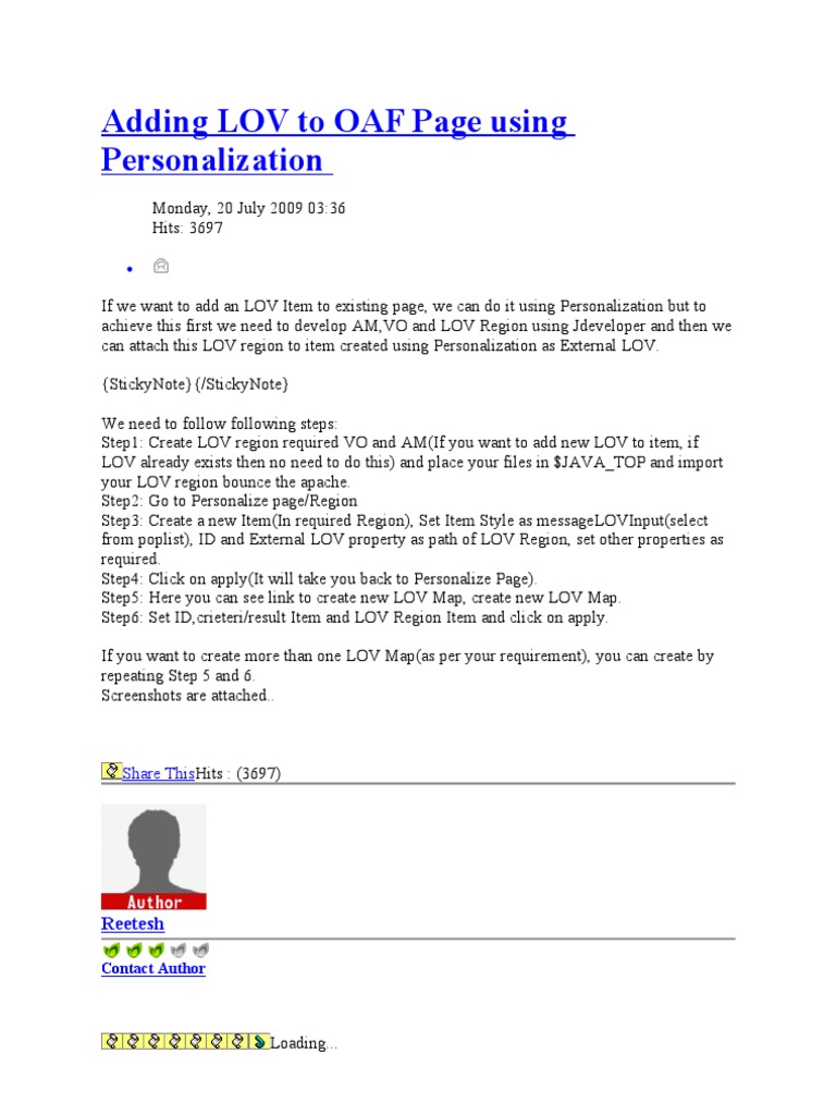 Adding LOV To OAF Page Using Personalization | PDF | Information Technology Management | System ...