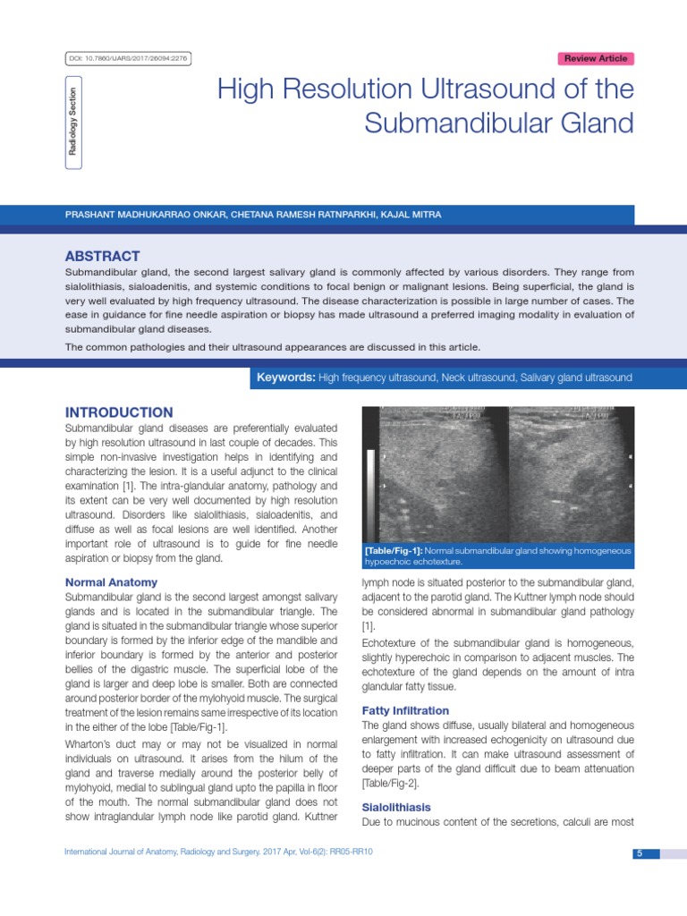 High Resolution Ultrasound of The Submandibular Gland | PDF | Cancer ...