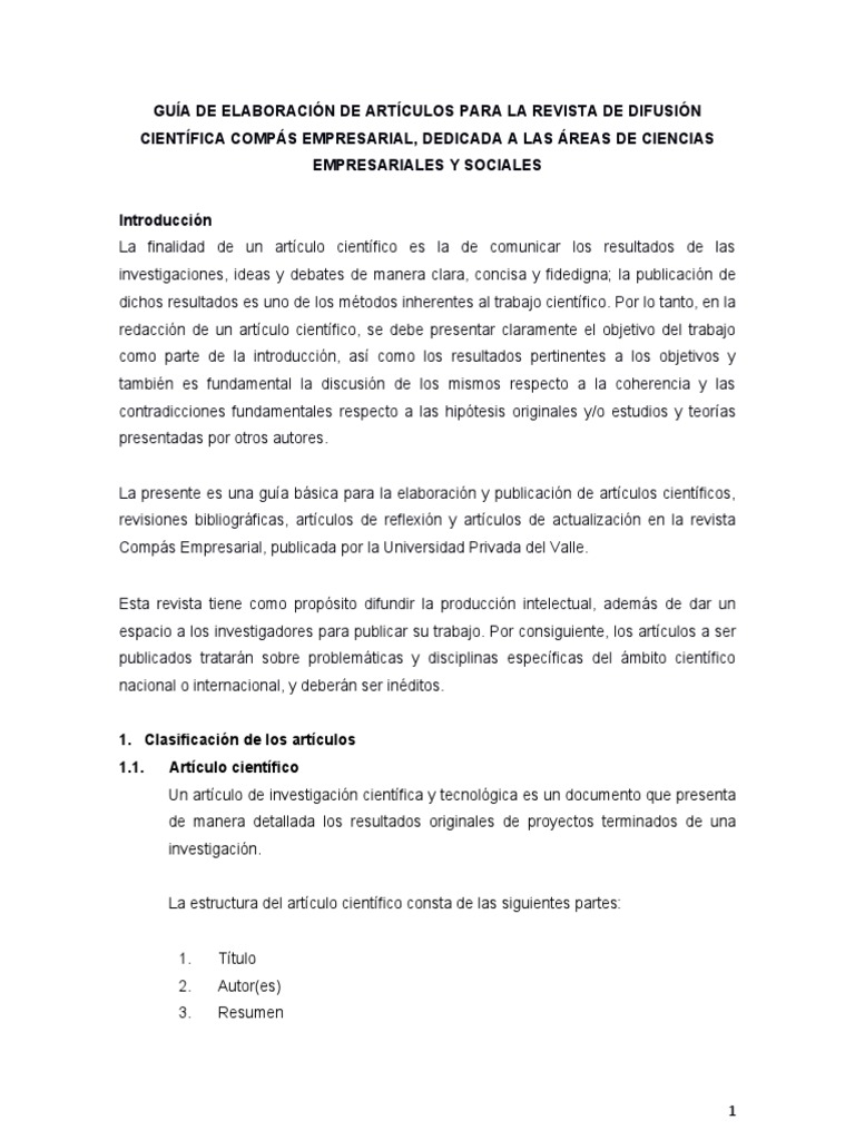 Guía Elaboración Artículos Científicos Mri2019 CompÁs Pdf Método