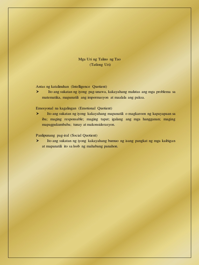 Mga Uri NG Talino NG Tao | PDF