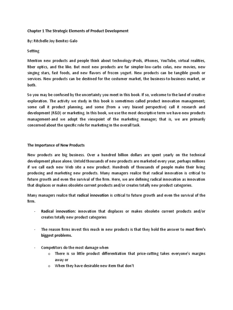 Chapter 1 The Strategic Elements of Product Development | PDF