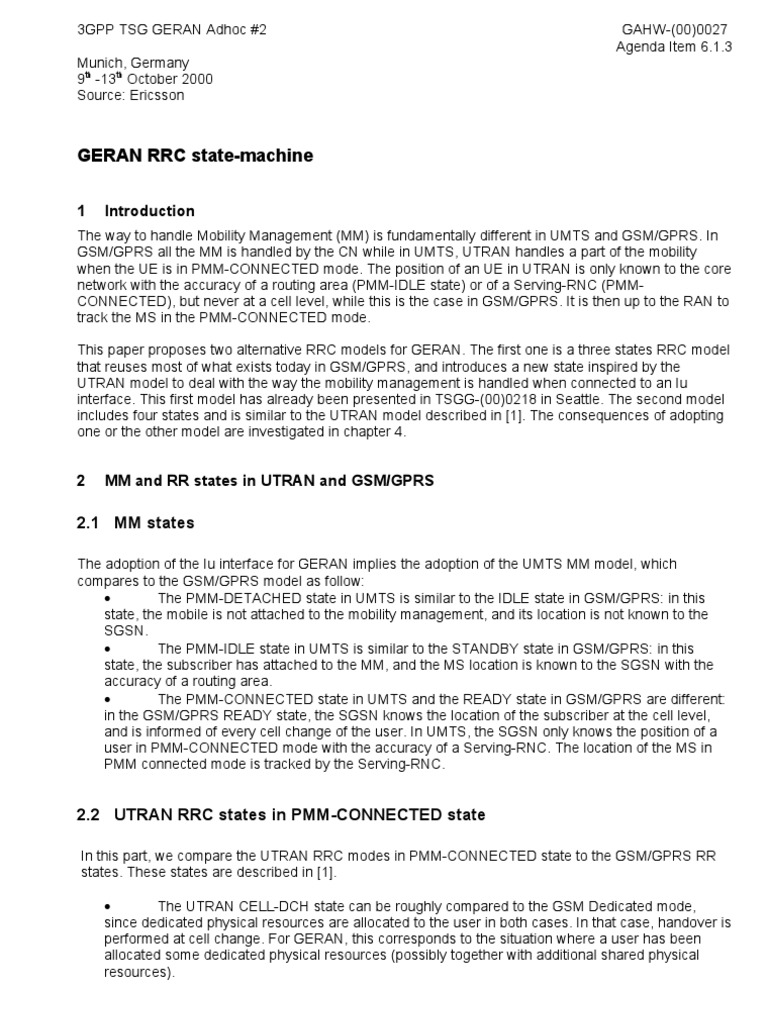 GERAN RRC State-Machine: 2.1 MM States | PDF | General Packet Radio ...