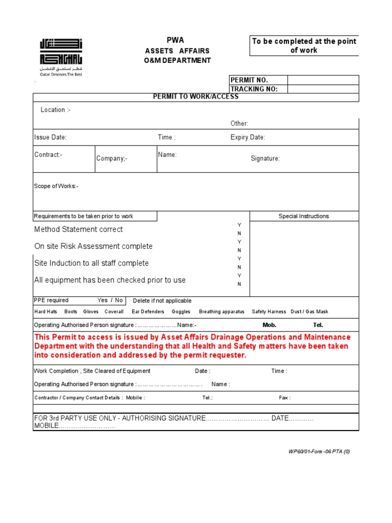 Work Access Permit | PDF