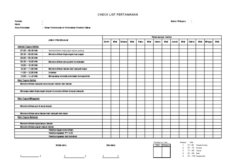 02 Chek List Pekerjaan Pertamanan | PDF