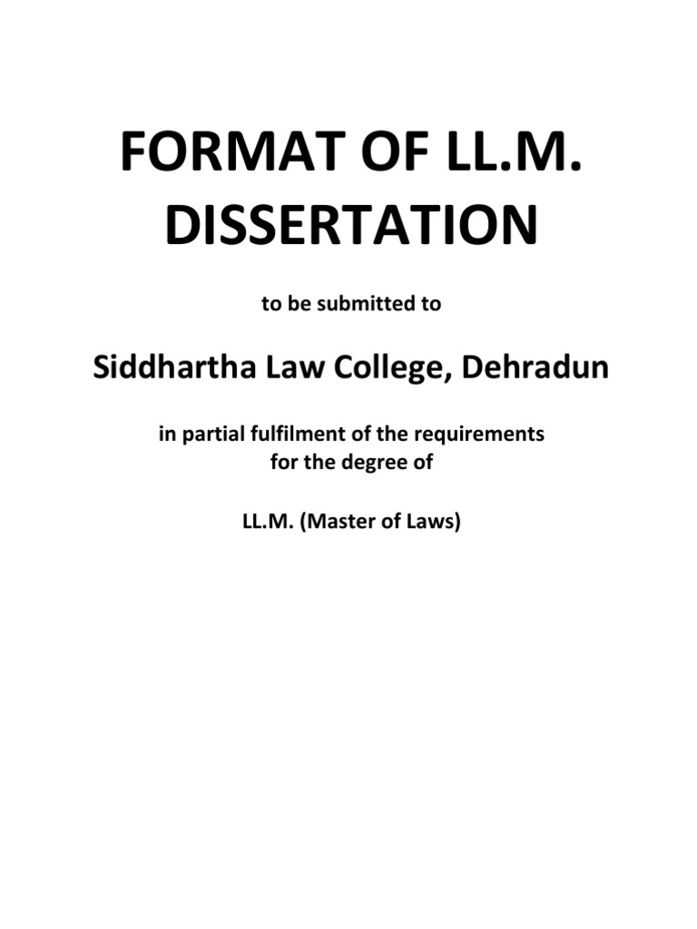 Format of Ll.M. Dissertation: Siddhartha Law College, Dehradun | PDF ...
