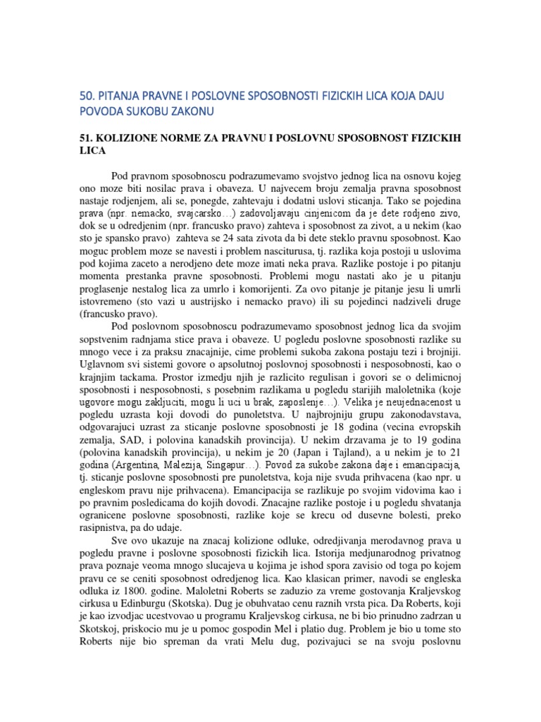 Medjunarodno Privatno Pravo Za Ispit | PDF