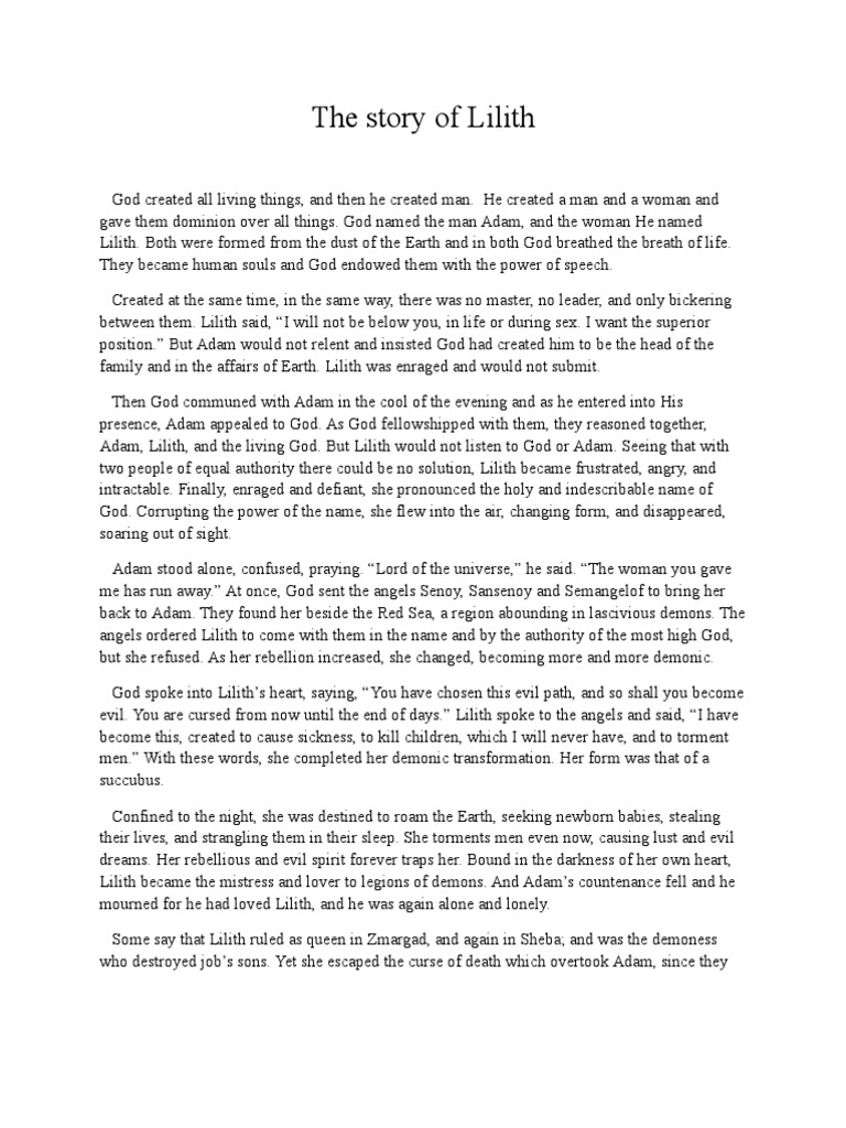 The Story of Lilith | Lilith | Adam