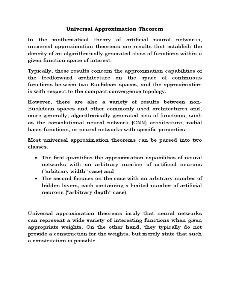 Universal Approximation Theorem | PDF