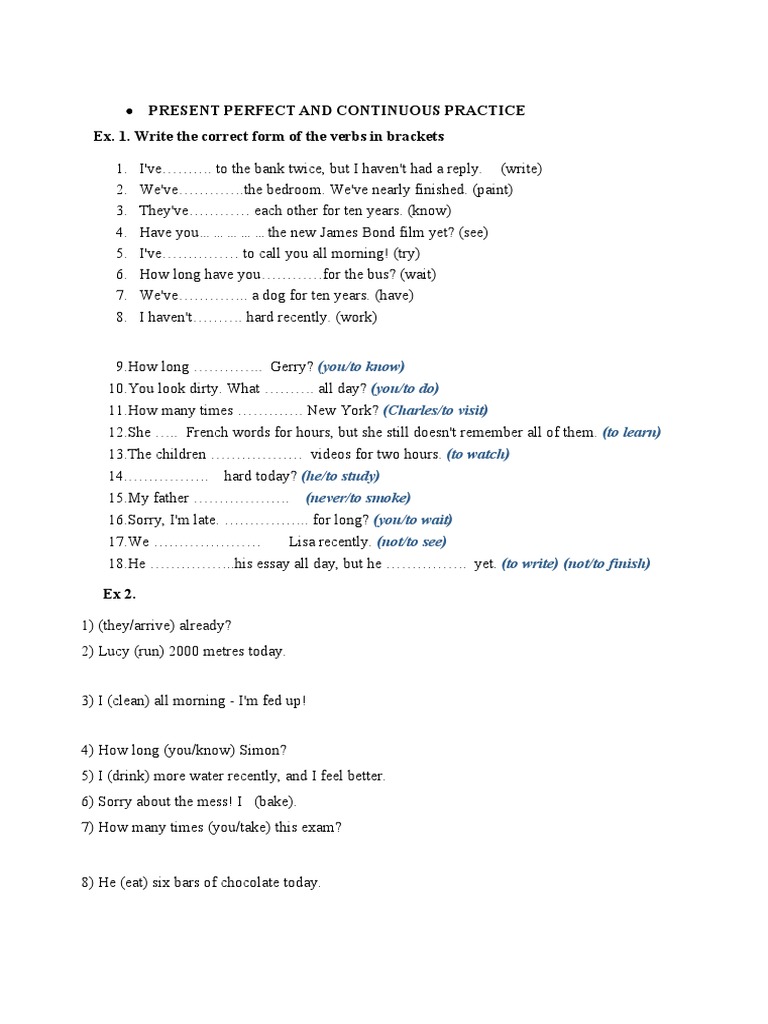 Choose Present Perfect Simple or Continuous 1 | PDF