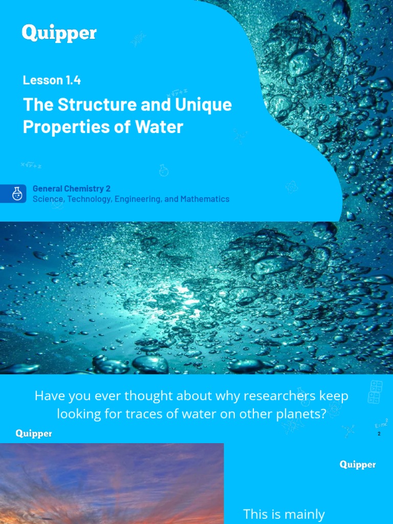 Structure and Unique Properties of Water | PDF | Chemical Polarity ...