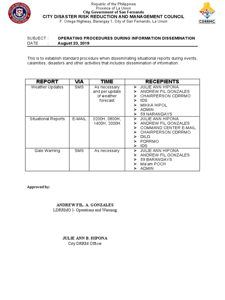 Reporting (Info Dissemination) | PDF