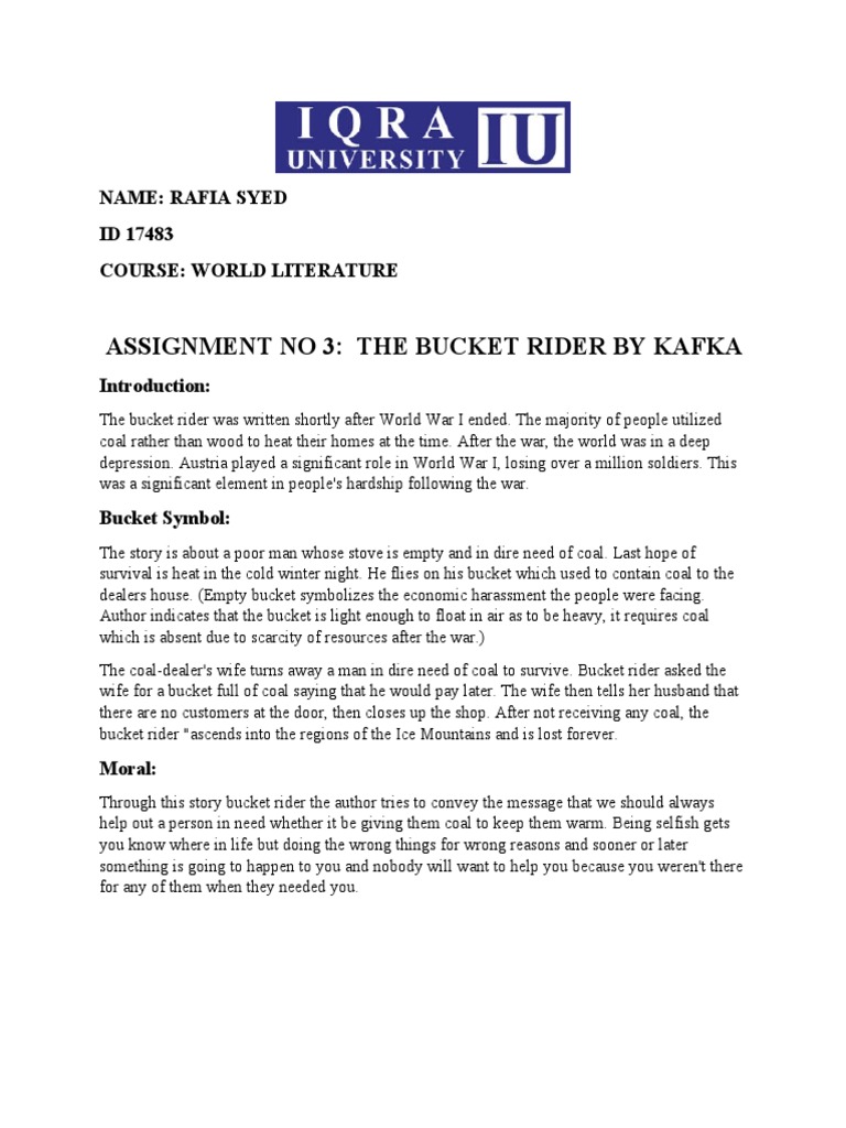 Kafka's "The Bucket Rider": A Study | PDF