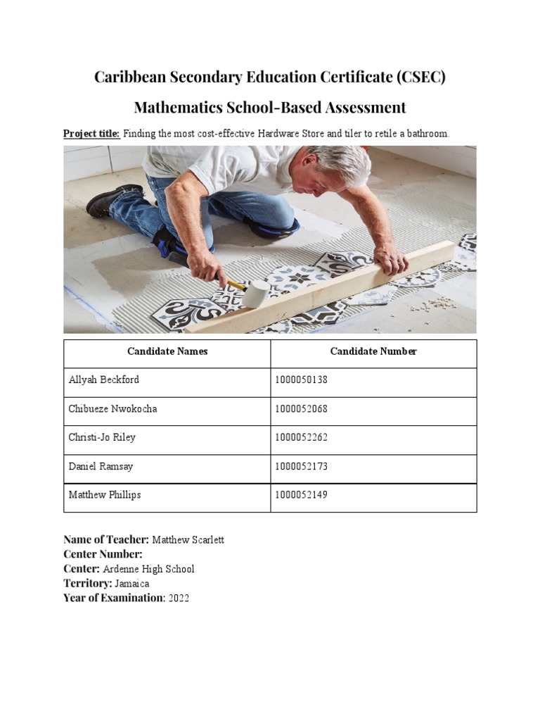 Mathematics Sba | PDF | Tile | Cognition
