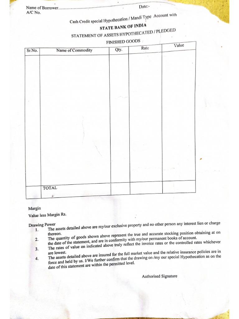 Stock Statement Form | PDF