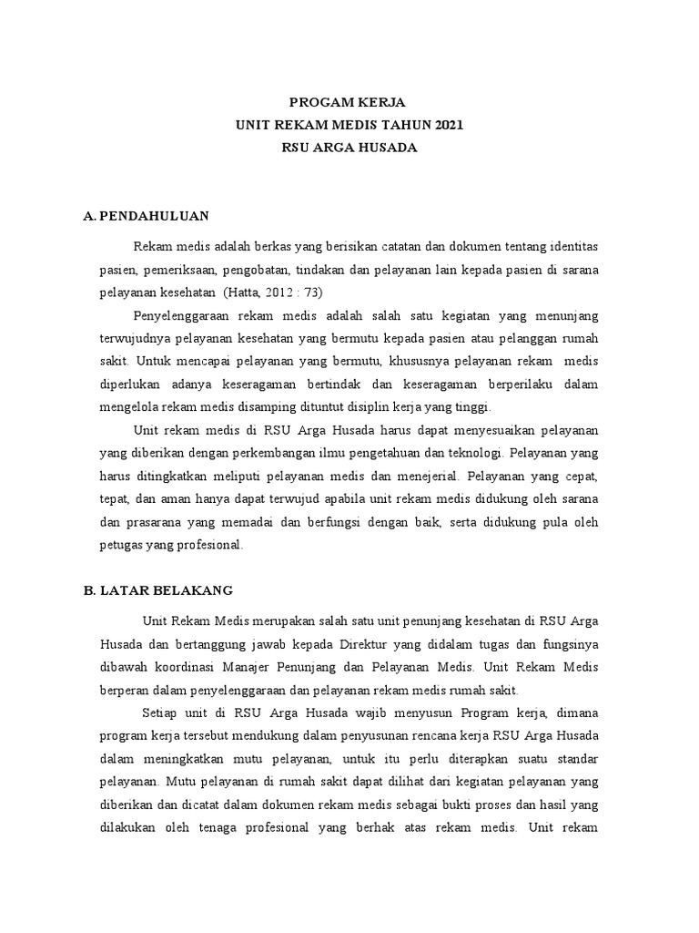 Progam Kerja Unit RM 2021 | PDF