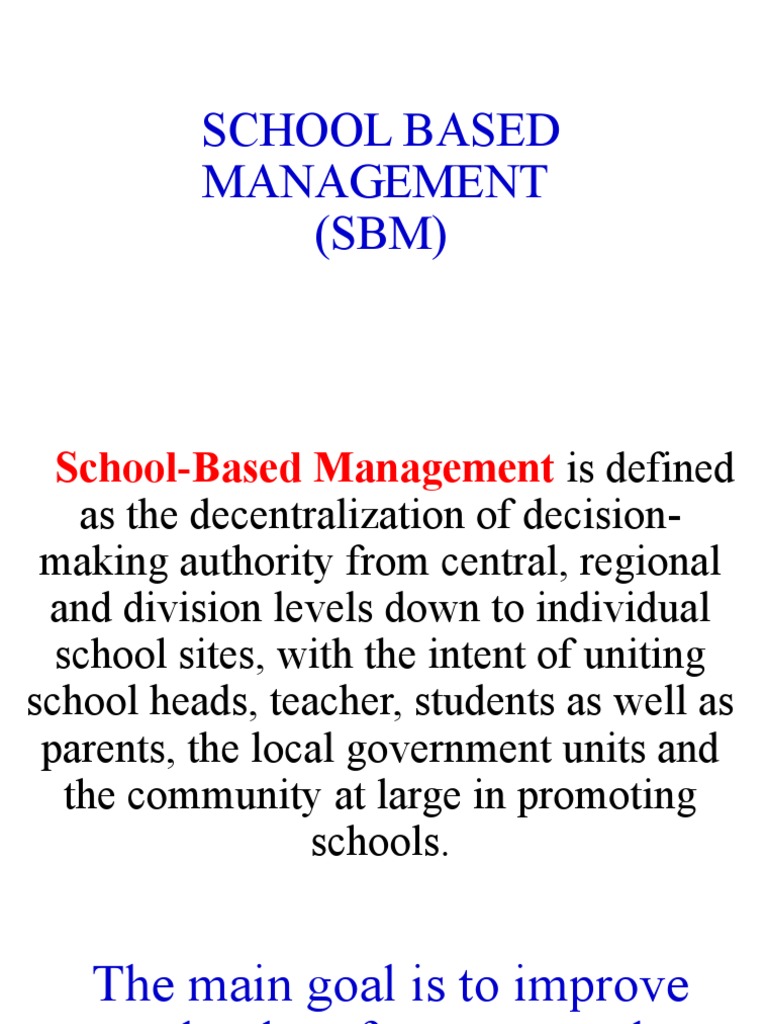 School Based Management | PDF | Learning | Governance