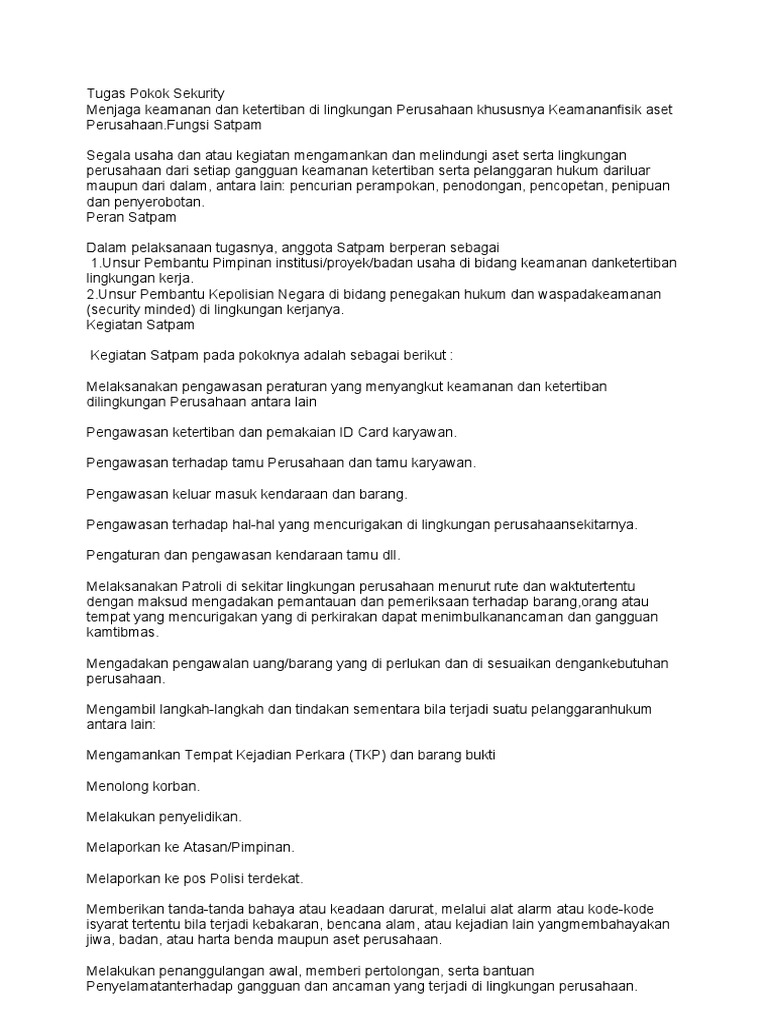 7 Contoh Sop Security Perusahaan Berbasis Pelayanandocx | PDF