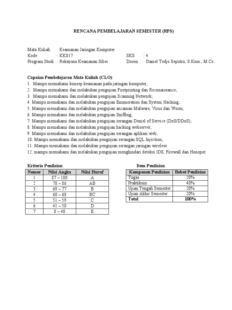 RPS SS - Keamanan Jaringan Komputer | PDF