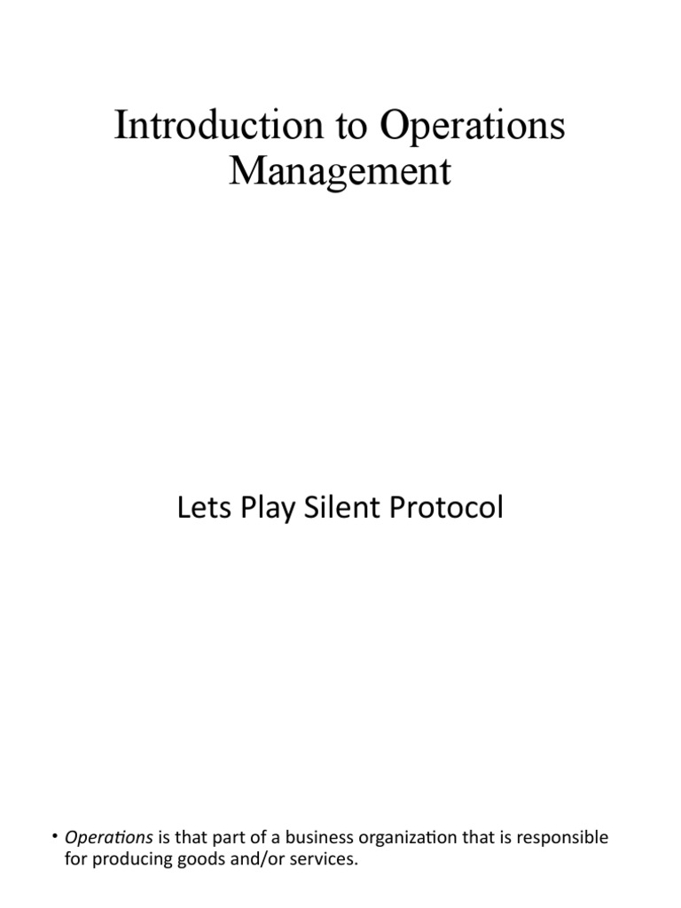 Introduction To Operations Management | PDF | Supply Chain | Business