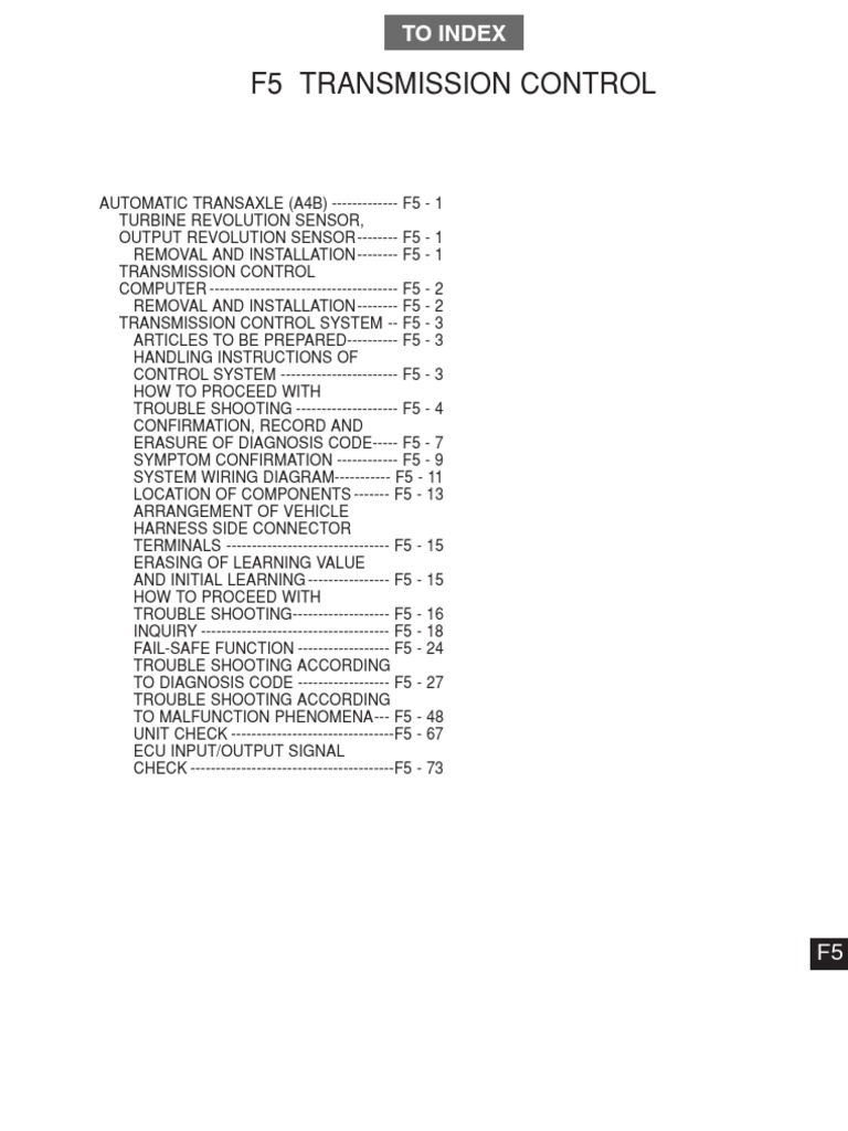 F5 Transmission Control: To Index | PDF | Manufactured Goods ...