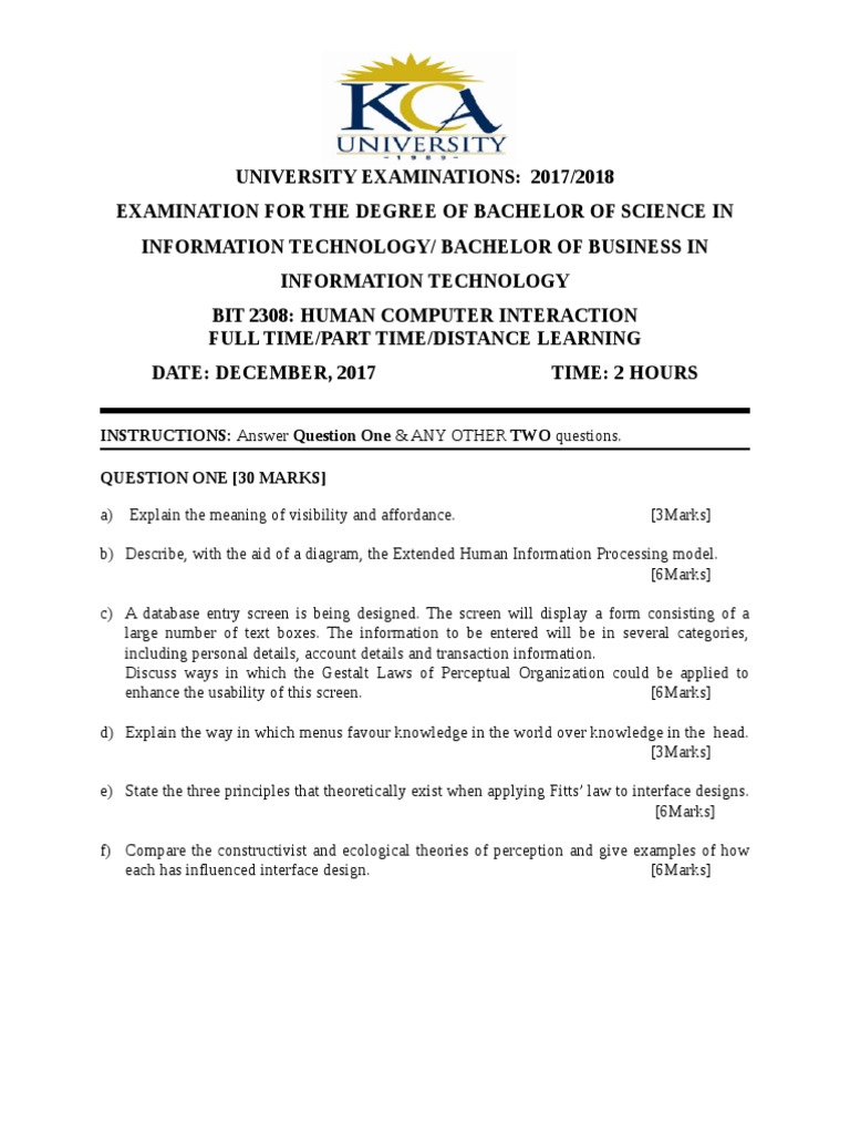 Bit 2308 Human Computer Interaction | PDF | User Interface | Usability