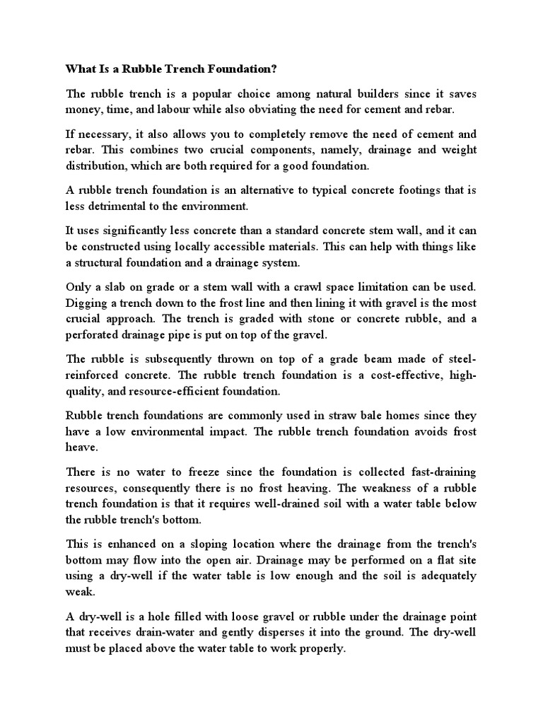 What Is A Rubble Trench Foundation | PDF | Concrete | Foundation ...