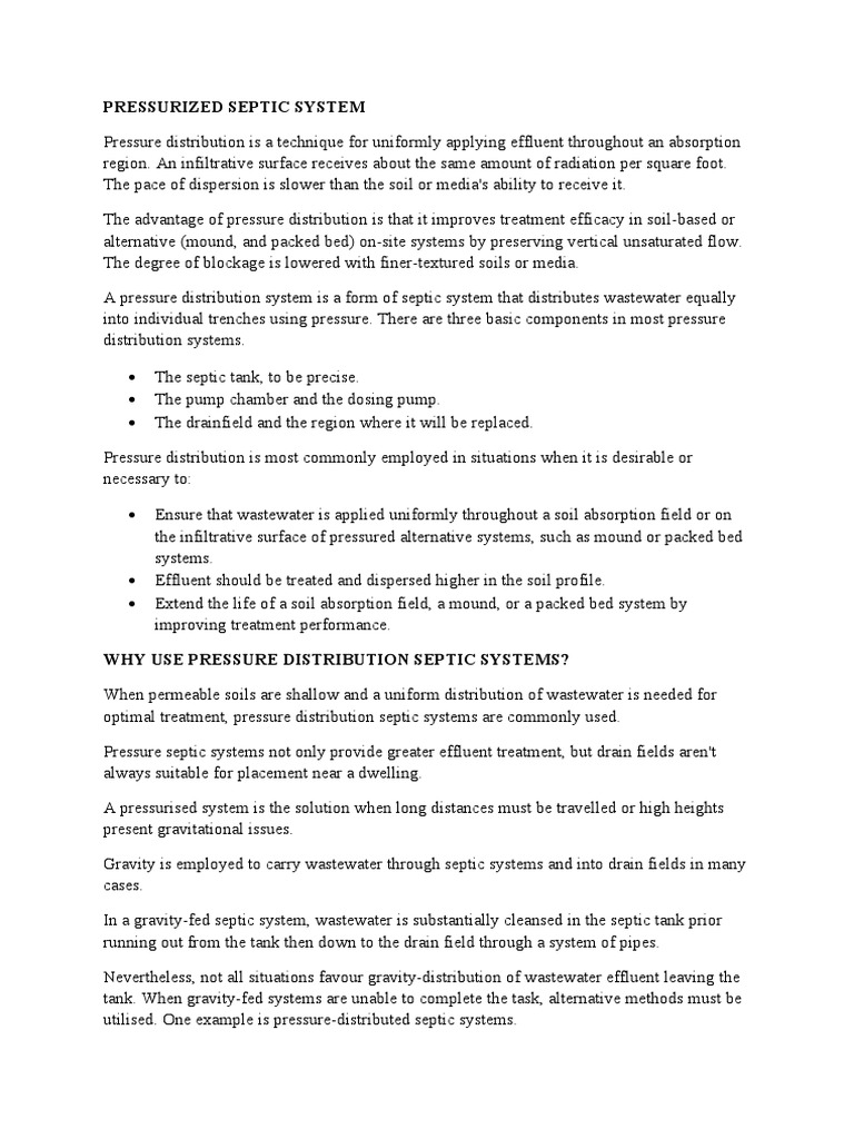 Pressurized Septic System | PDF