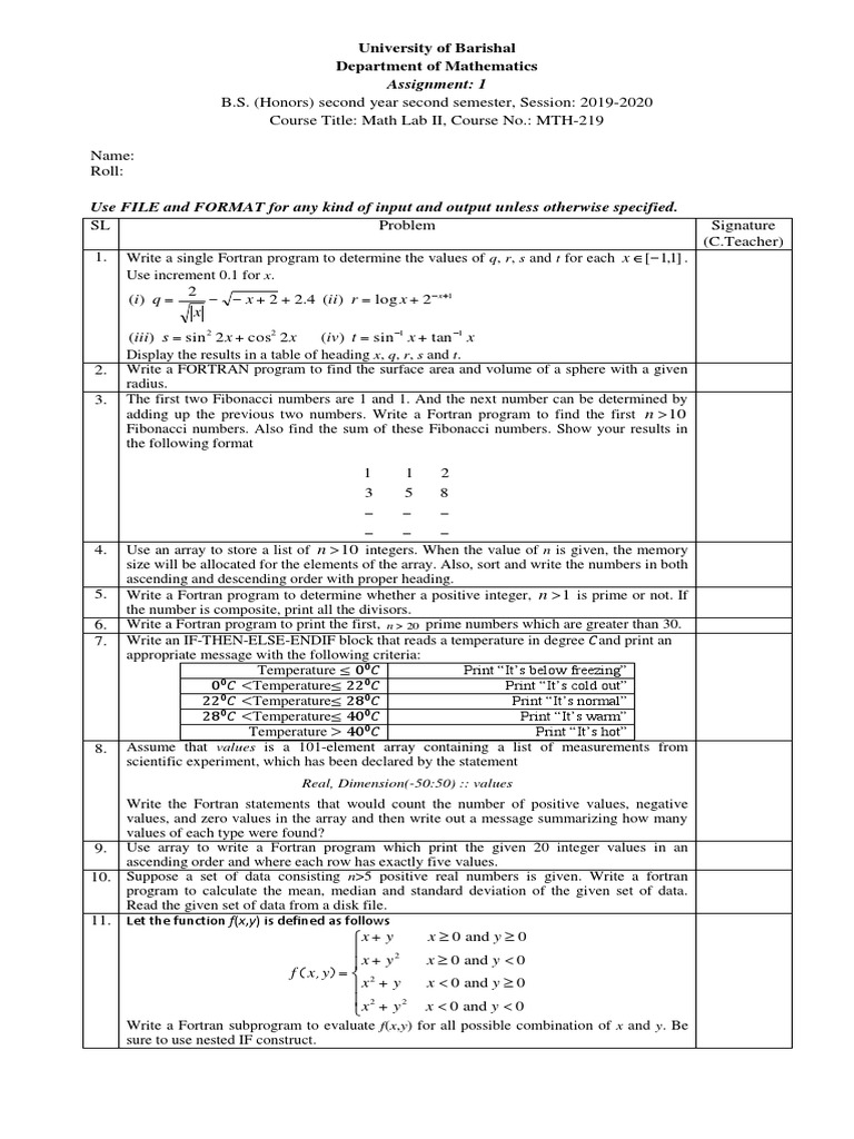 Fortran Assignment 1 2020 | PDF | Array Data Type | Array Data Structure Fortran Assignment 1 2020 | PDF | Array Data Type | Array Data Structure