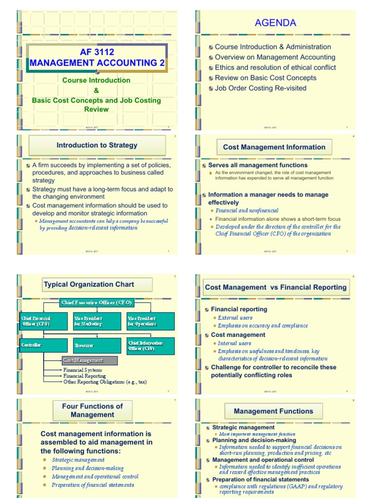 Management Accounting 2 Course Syllabus: Cost Concepts, Strategic ...