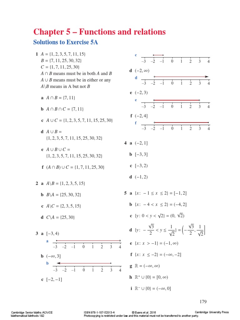 Chapter 5 - Functions and Relations: Solutions To Exercise 5A | PDF | Mathematics | Mathematical ...