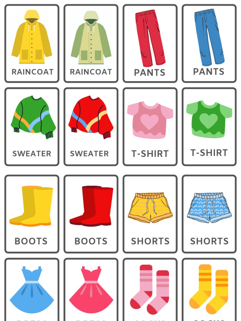 Clothes Flashcards - Level 1 | PDF