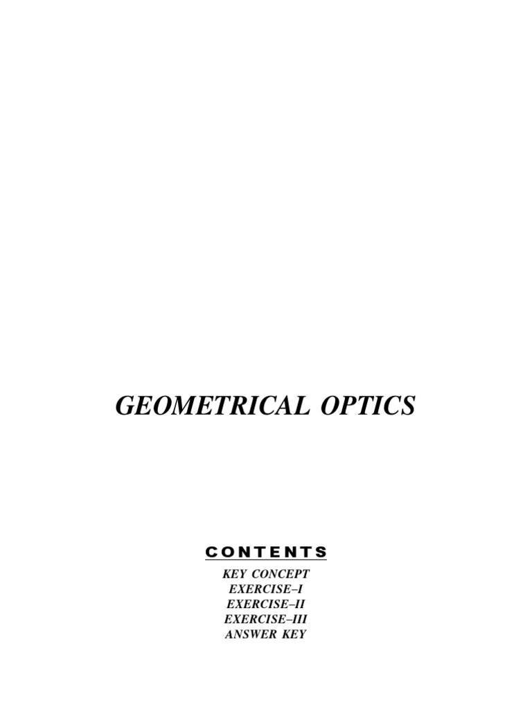 Geometrical Optics: Key Concept Exercise Exercise Exercise Answer Key | PDF