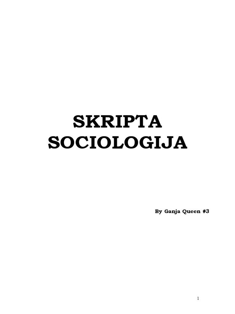 Sociologija Skripta | PDF