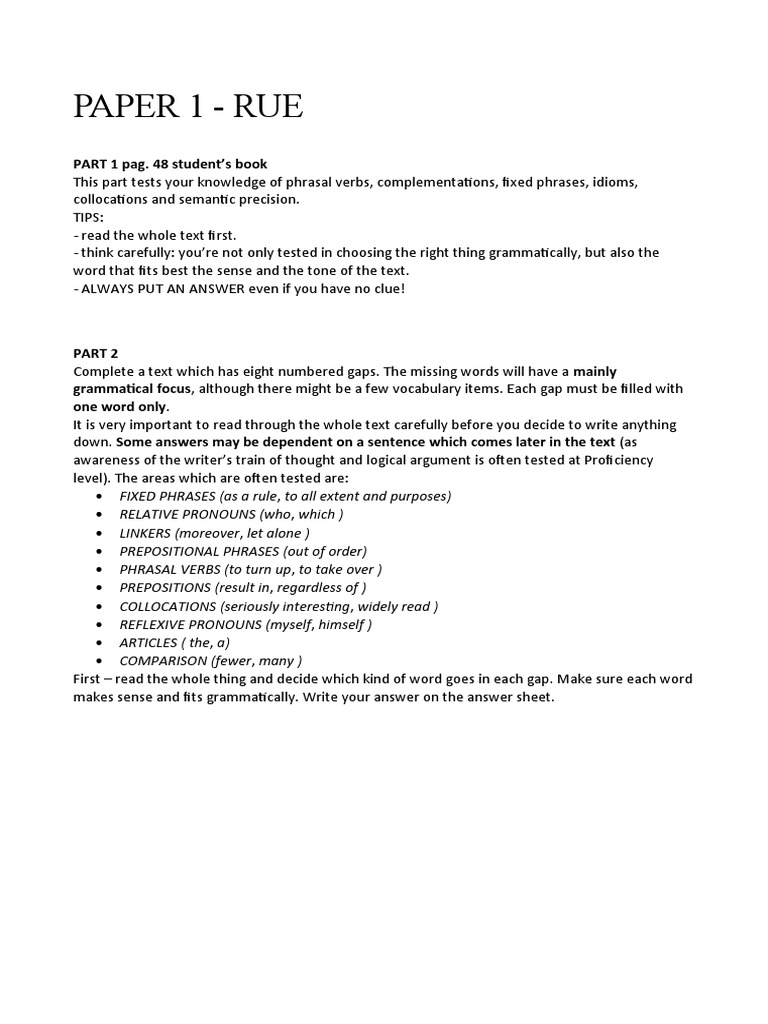 CPE - Notes and Suggestion On How To Take The Exam | PDF | Noun | Word