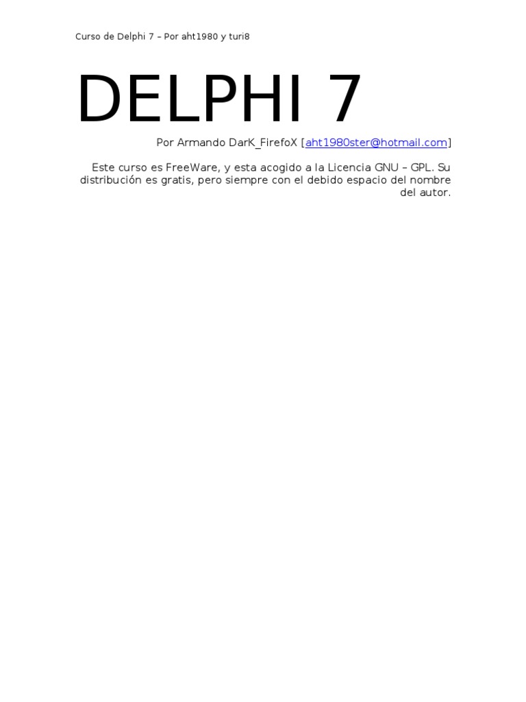 Curso De Delphi 7 Pdf Ventana Informática Programa De Computadora