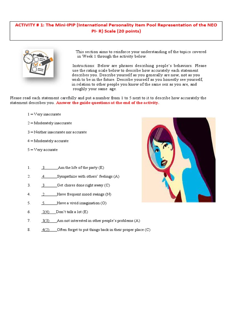 ACTIVITY # 1: The Mini-IPIP (International Personality Item Pool Representation of The NEO PI-R ...