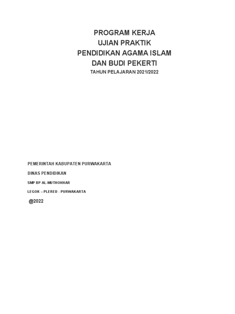 PROGRAM KERJA Ujian Praktek Pai SMP BP | PDF