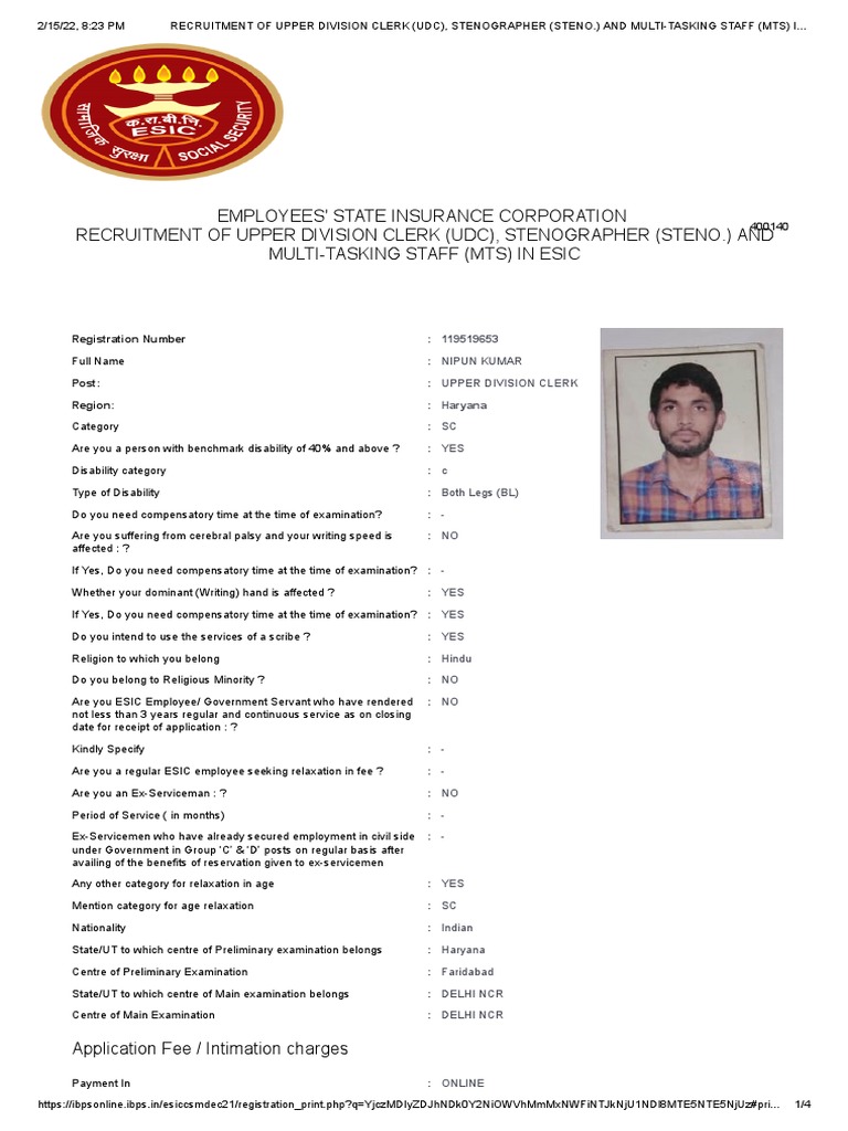 Recruitment of Upper Division Clerk (Udc), Stenographer (Steno.) and ...