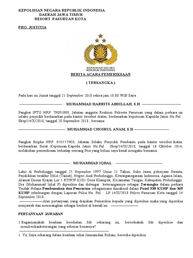 Bap Tersangka Revisi Pdf
